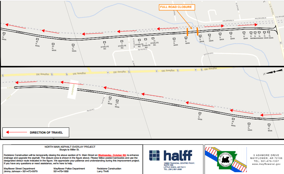 Closure Required for Improvements on Main St. — City of Mayflower, AR ...